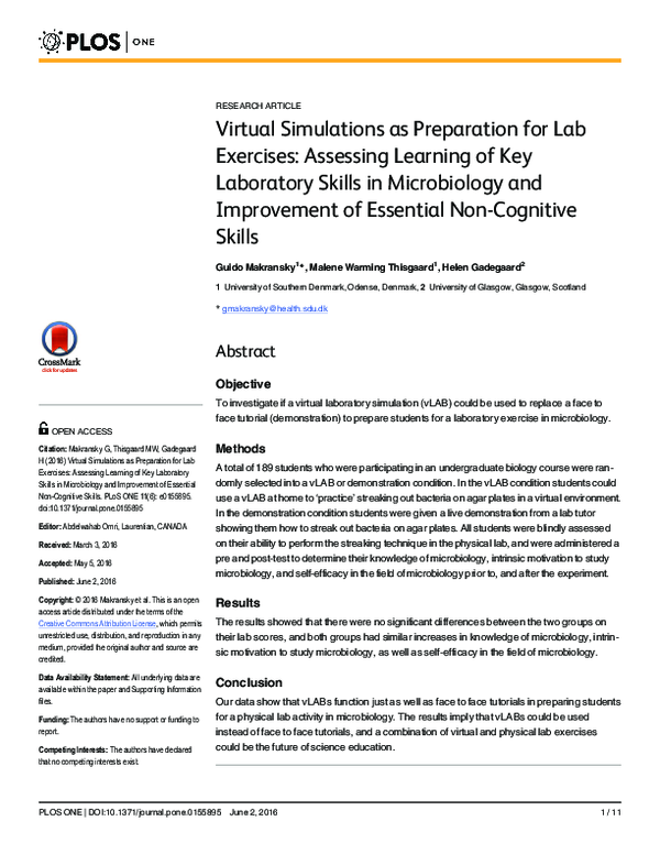 (PDF) Virtual Simulations as Preparation for Lab Exercises: Assessing ...