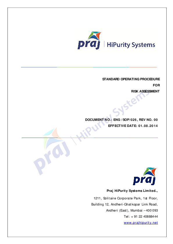 (PDF) STANDARD OPERATING PROCEDURE FOR RISK ASSESSMENT