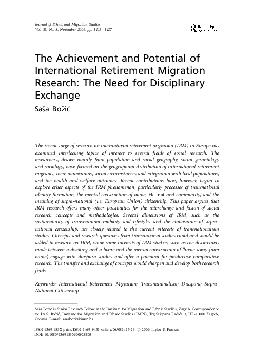 (PDF) The Achievement and Potential of International Retirement ...