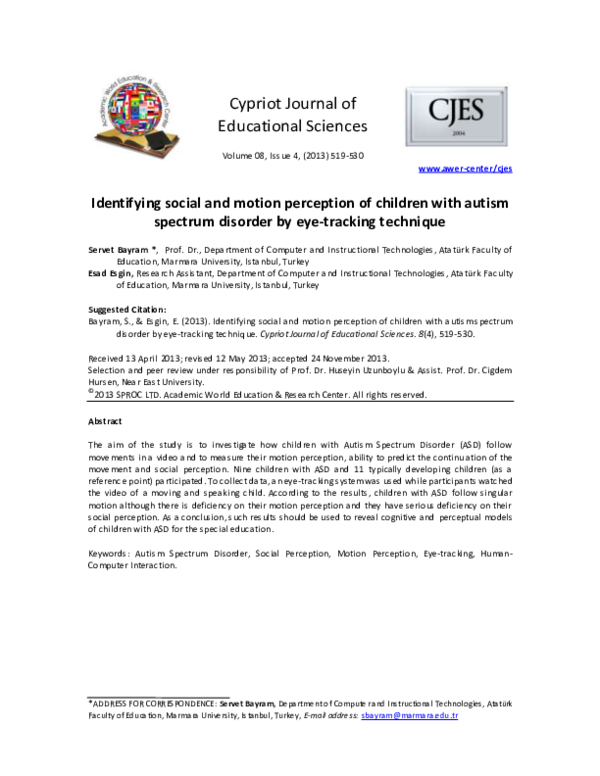 (PDF) Identifying social and motion perception of children with autism ...