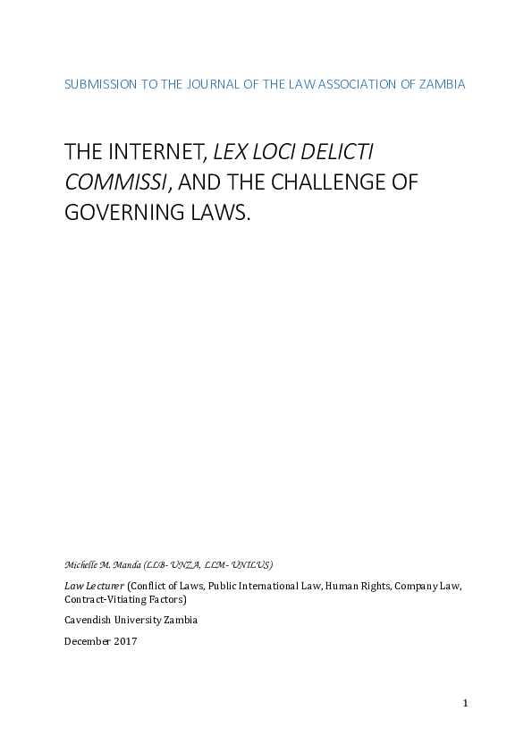 (DOC) SUBMISSION TO THE JOURNAL OF THE LAW ASSOCIATION OF ZAMBIA THE ...