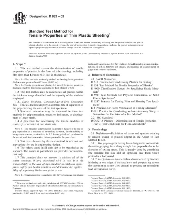 (PDF) Standard Test Method for Tensile Properties of Thin Plastic ...
