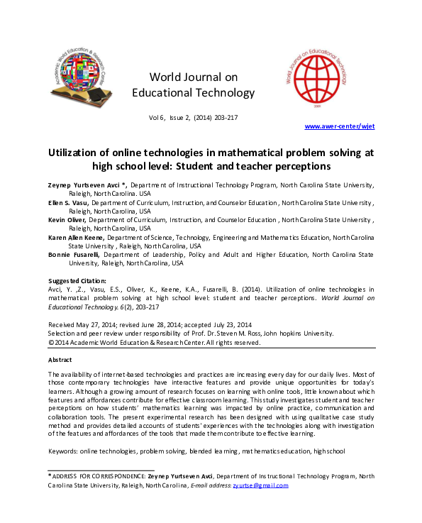 (PDF) Utilization of online technologies in mathematical problem ...