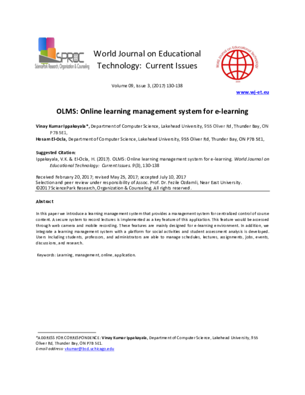 (PDF) OLMS: Online learning management system for e-learning