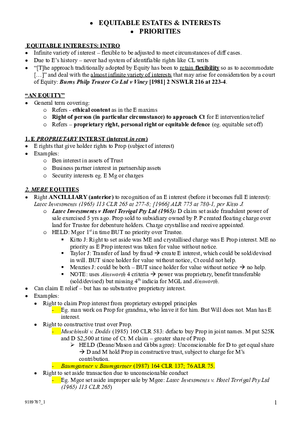 (DOC) EQUITABLE ESTATES & INTERESTS