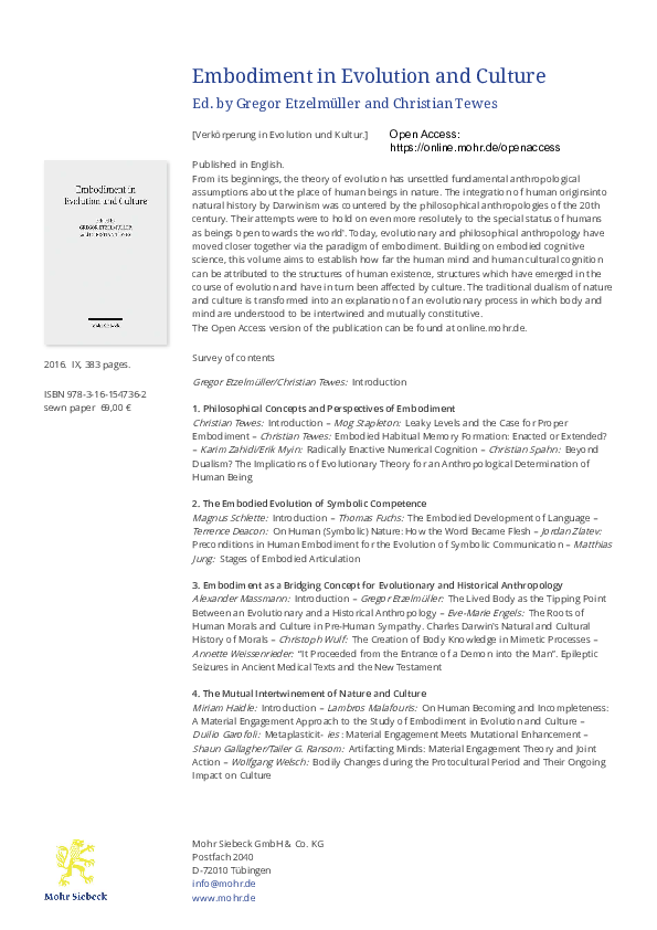 (PDF) Embodiment in Evolution and Culture