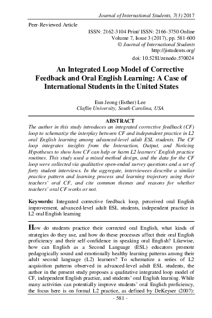 (PDF) An Integrated Loop Model of Corrective Feedback and Oral English ...