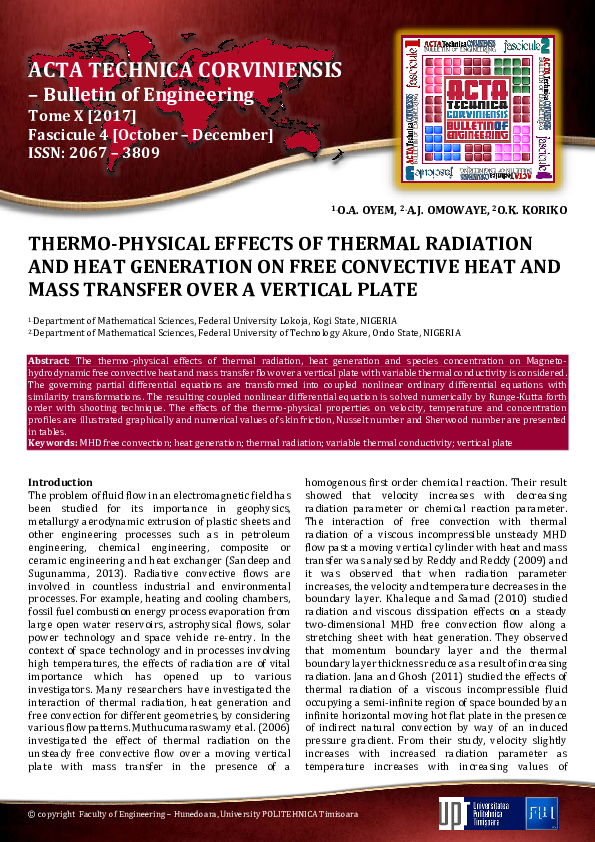 (PDF) THERMO-PHYSICAL EFFECTS OF THERMAL RADIATION AND HEAT GENERATION ...