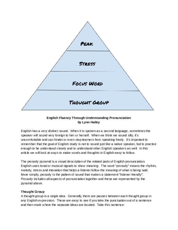 (PDF) English Fluency Through Understanding Pronunciation