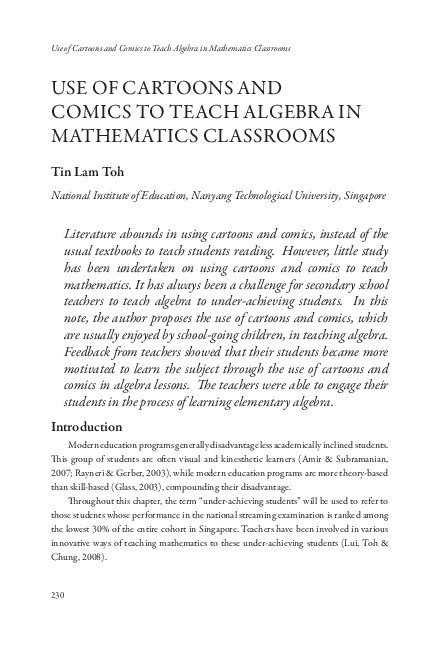 (PDF) Use of Cartoons and Comics to Teach Algebra in Mathematics ...