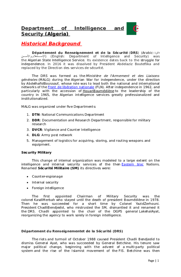 (DOC) Compilation of Intelligence Agencies in the Continent of Africa ...