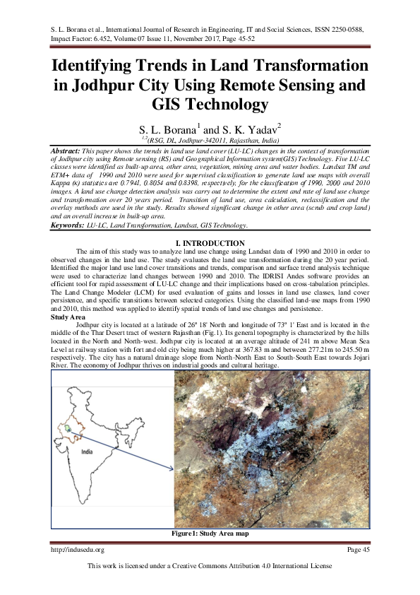 (PDF) Identifying Trends in Land Transformation in Jodhpur City Using ...