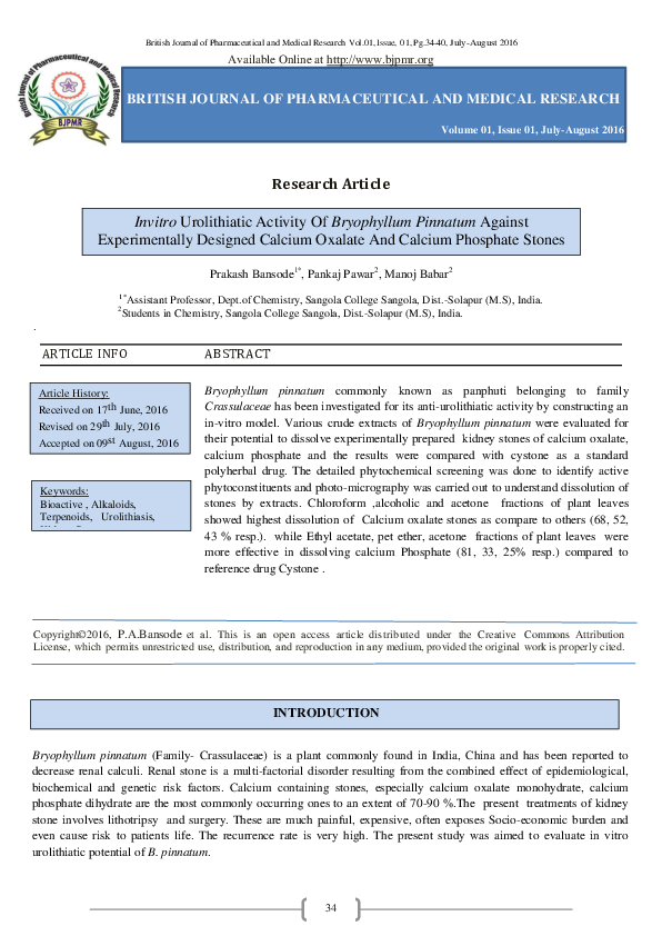 (PDF) BRITISH JOURNAL OF PHARMACEUTICAL AND MEDICAL RESEARCH Invitro ...