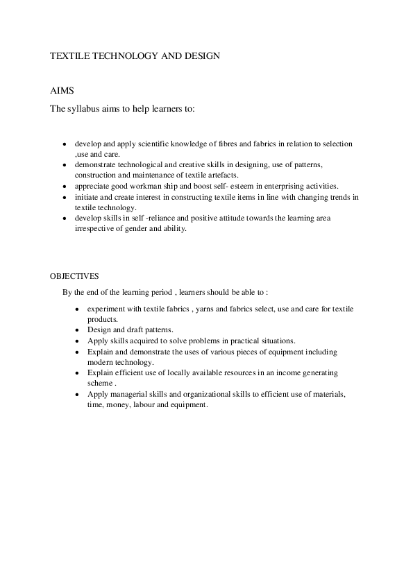 (DOC) TEXTILE TECHNOLOGY AND DESIGN