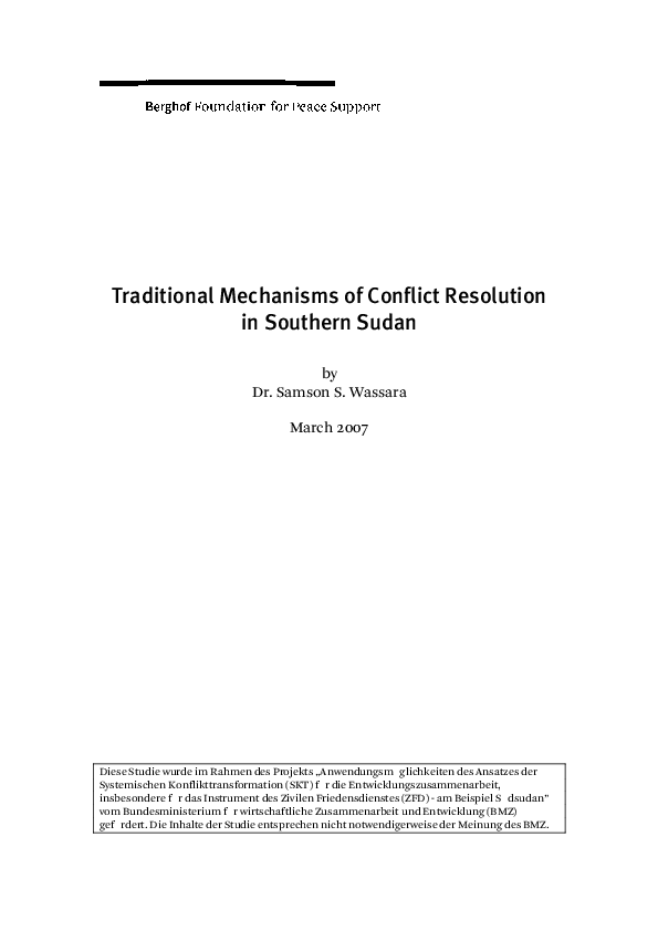 (PDF) Traditional Mechanisms of Conflict Resolution in Southern Sudan