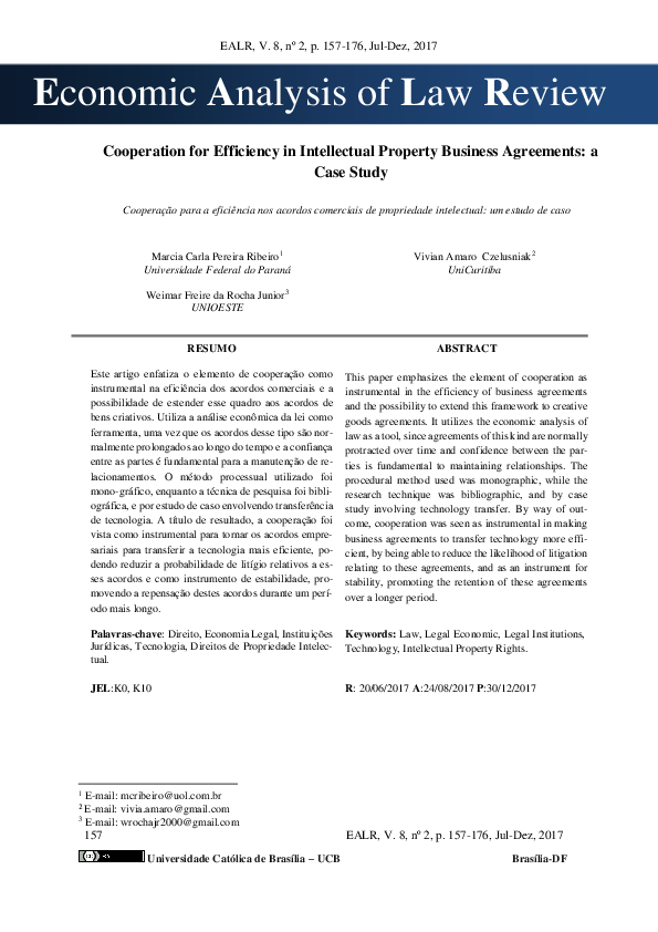 (PDF) Cooperation for Efficiency in Intellectual Property Business ...