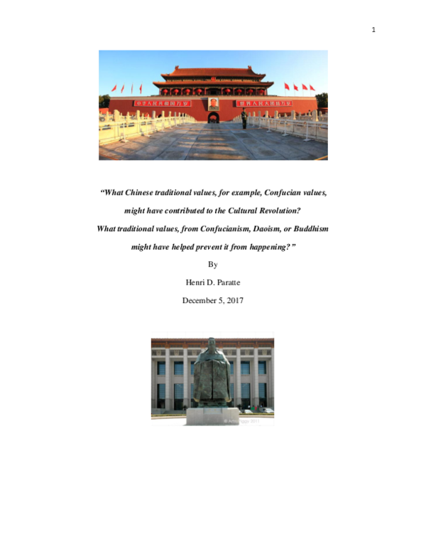 (DOC) " What Chinese traditional values, for example, Confucian values ...