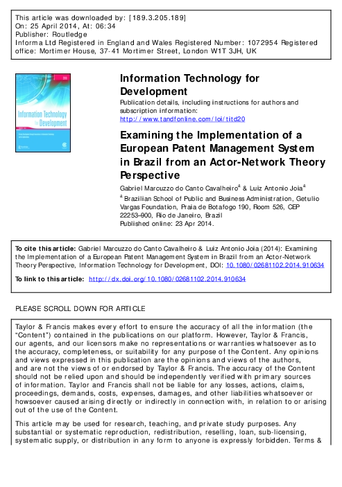 (PDF) Information Technology for Development Examining the ...