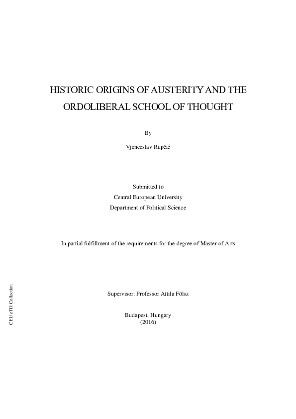 (PDF) Historic Origins of Austerity and the Ordoliberal School of Thought