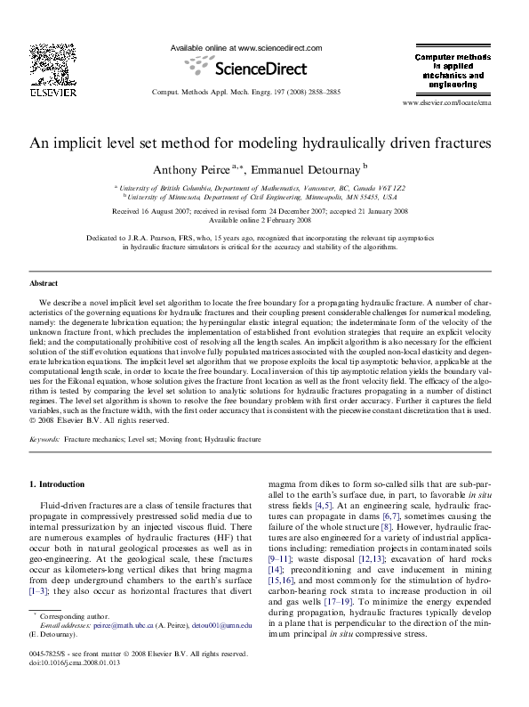 Pdf An Implicit Level Set Method For Modeling Hydraulically Driven