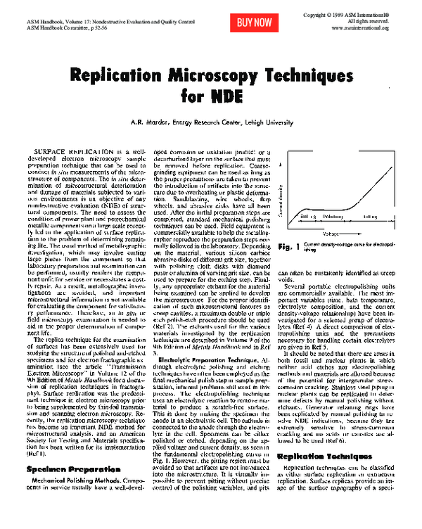 (PDF) Replication Microscopy Techniques for NDE