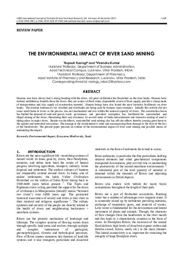 (PDF) THE ENVIRONMENTAL IMPACT OF RIVER SAND MINING