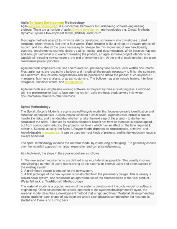 (DOC) Agile Software Development Methodology