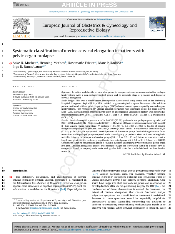 (PDF) Systematic classification of uterine cervical elongation in ...