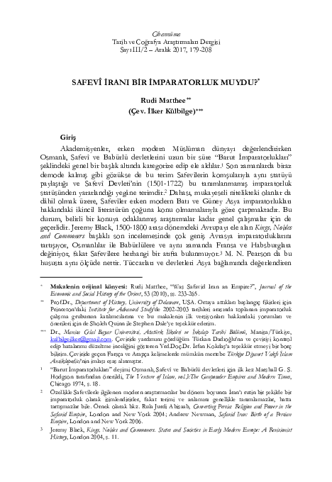 (PDF) Rudi Matthee & Çev. İlker Külbilge - Safevî İranı Bir ...
