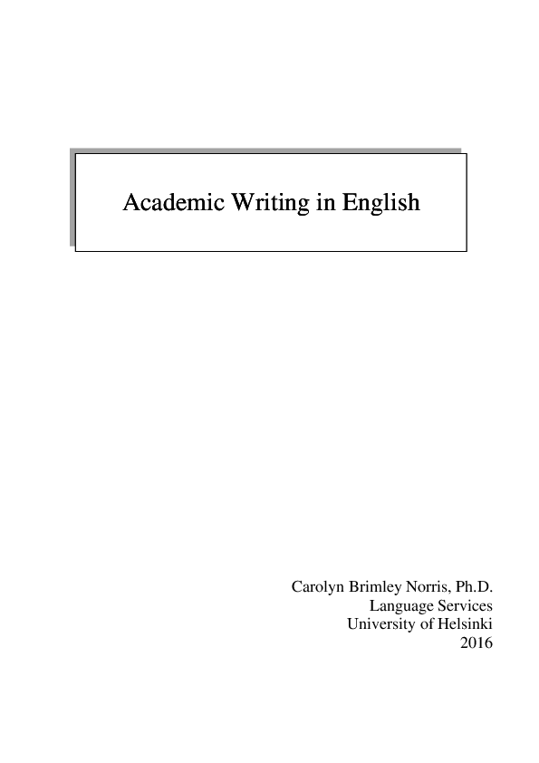 (PDF) Academic Writing in English