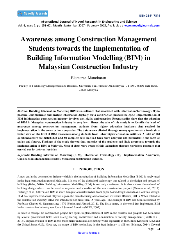 (PDF) Awareness among Construction Management Students towards the Implementation of Building ...