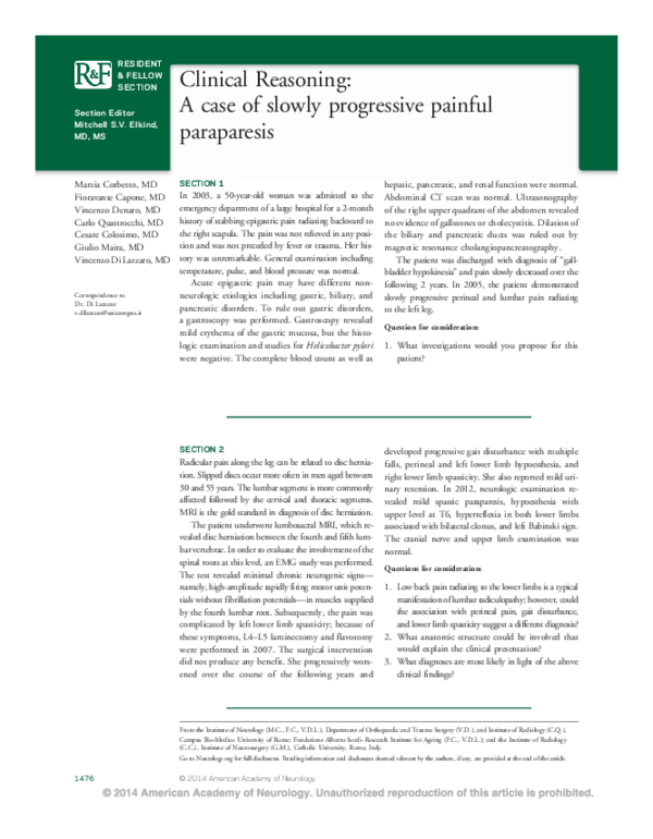 (PDF) Clinical Reasoning: A case of slowly progressive painful ...
