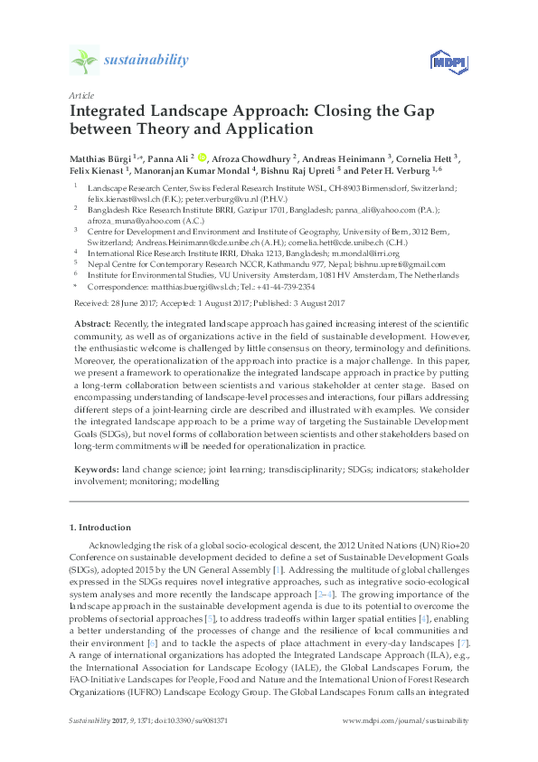 (PDF) Integrated Landscape Approach: Closing the Gap between Theory and ...