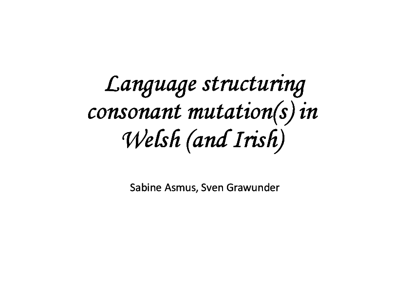 (PDF) Language-structuring consonant mutation(s) in Welsh (and Irish)