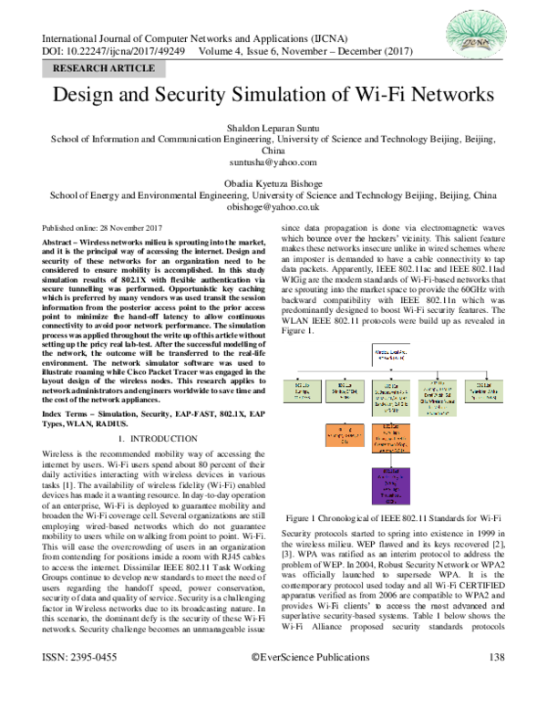(PDF) Design and Security Simulation of Wi-Fi Networks