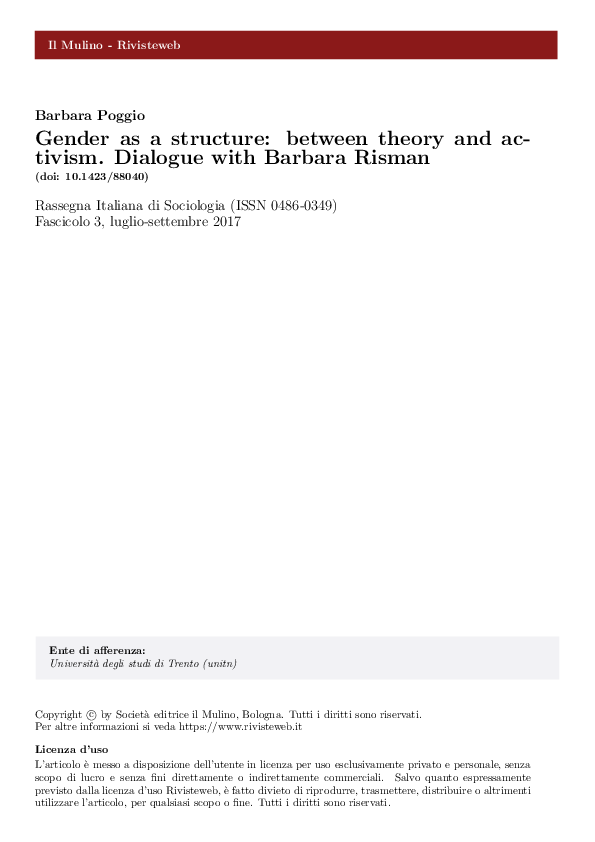 (PDF) Gender as a structure: between theory and activism. Dialogue with ...