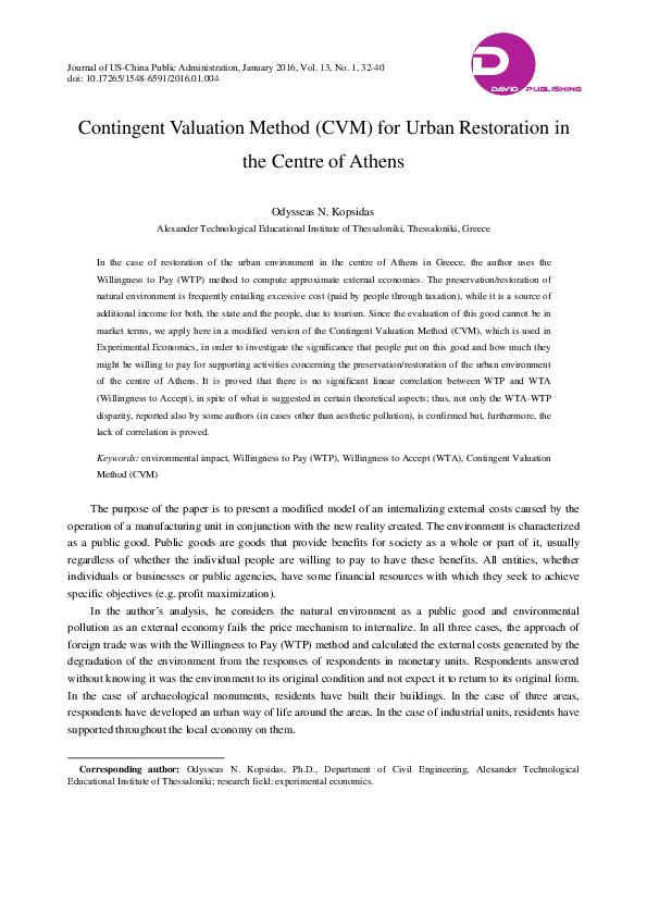 (PDF) Contingent Valuation Method (CVM) for Urban Restoration in.pdf ...
