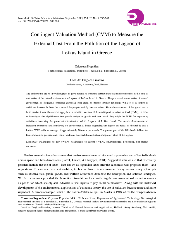 (PDF) Contingent Valuation Method (CVM) to Measure the.pdf