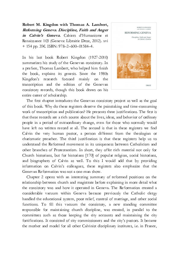 (PDF) Review of Robert M. Kingdon with Thomas A. Lambert, Reforming ...