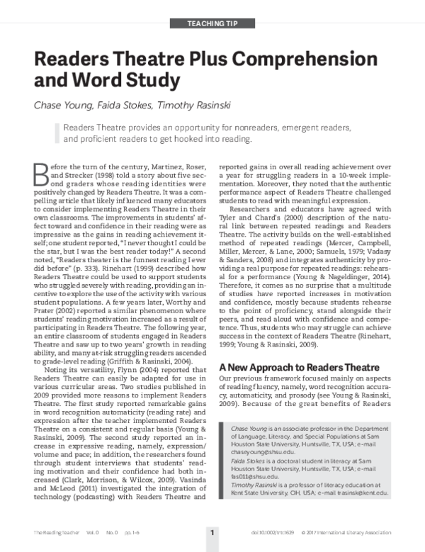 (PDF) Readers Theatre Plus Comprehension and Word Study