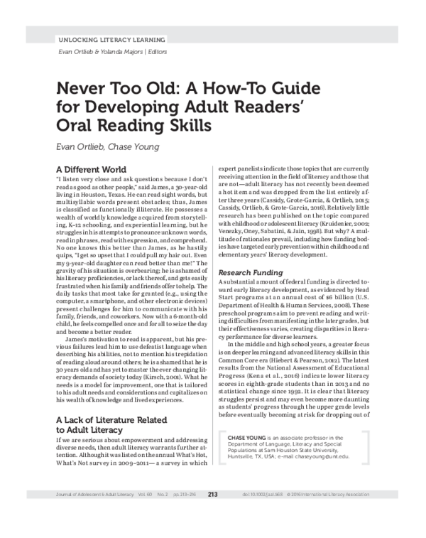 (PDF) Never Too Old: A How-To Guide for Developing Adult Readers’ Oral ...