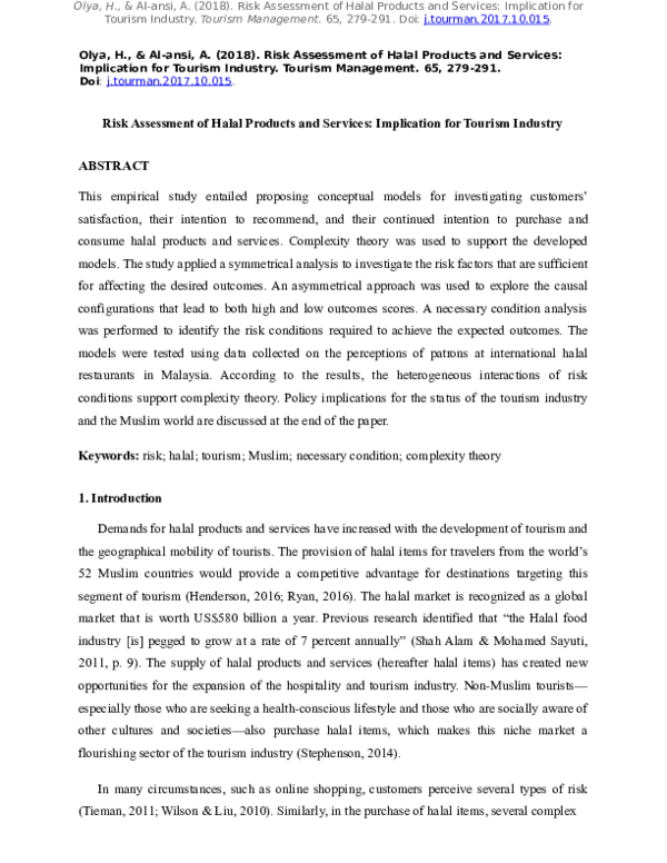 (DOC) Risk assessment of halal products and services: Implication for ...