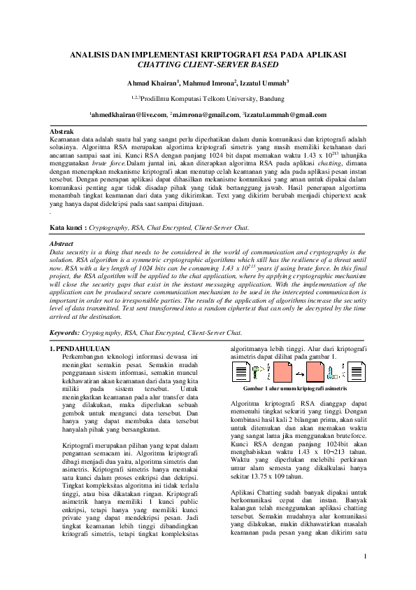 Doc Analisis Dan Implementasi Kriptografi Rsa Pada Aplikasi Chatting Client Server Based