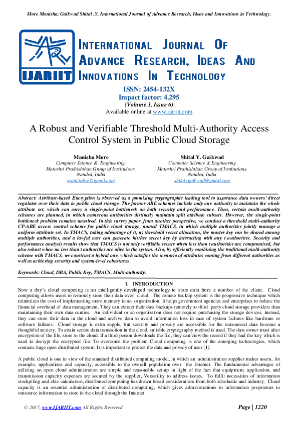 (PDF) A Robust and Verifiable Threshold Multi-Authority Access Control ...