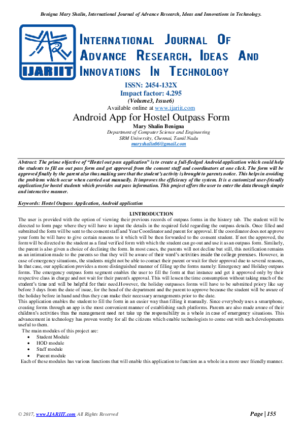 (PDF) Android App for Hostel Outpass Form
