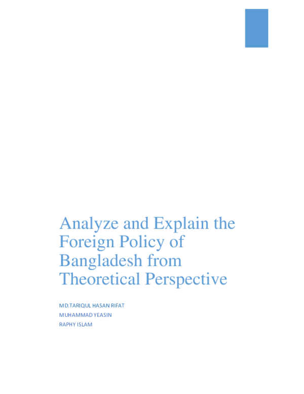 (DOC) Bangladesh Foreign Policy