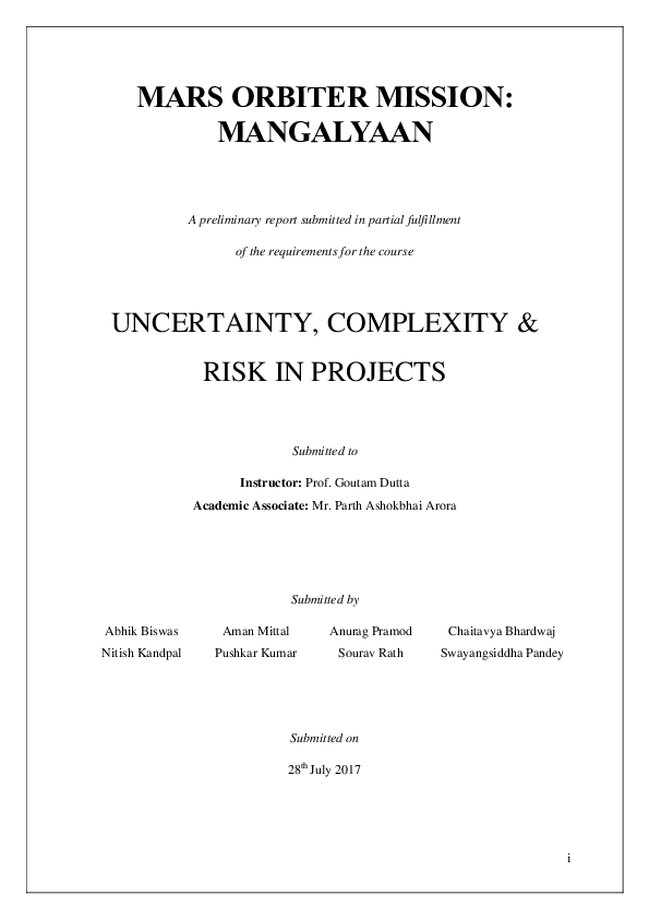 (DOC) ISRO Mangalyaan UCR Project