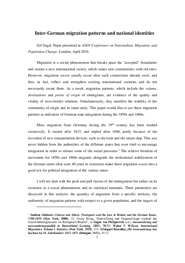 (DOC) Inter-German migration patterns and national identities