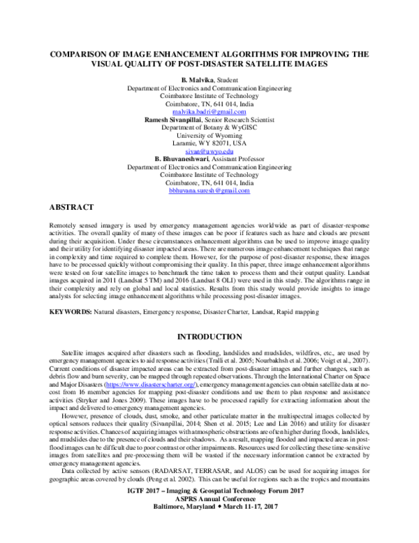 (PDF) COMPARISON OF IMAGE ENHANCEMENT ALGORITHMS FOR IMPROVING THE VISUAL QUALITY OF POST ...