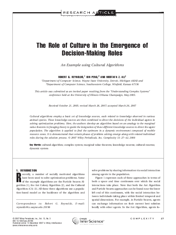 (PDF) The role of culture in the emergence of decision-making roles: An ...